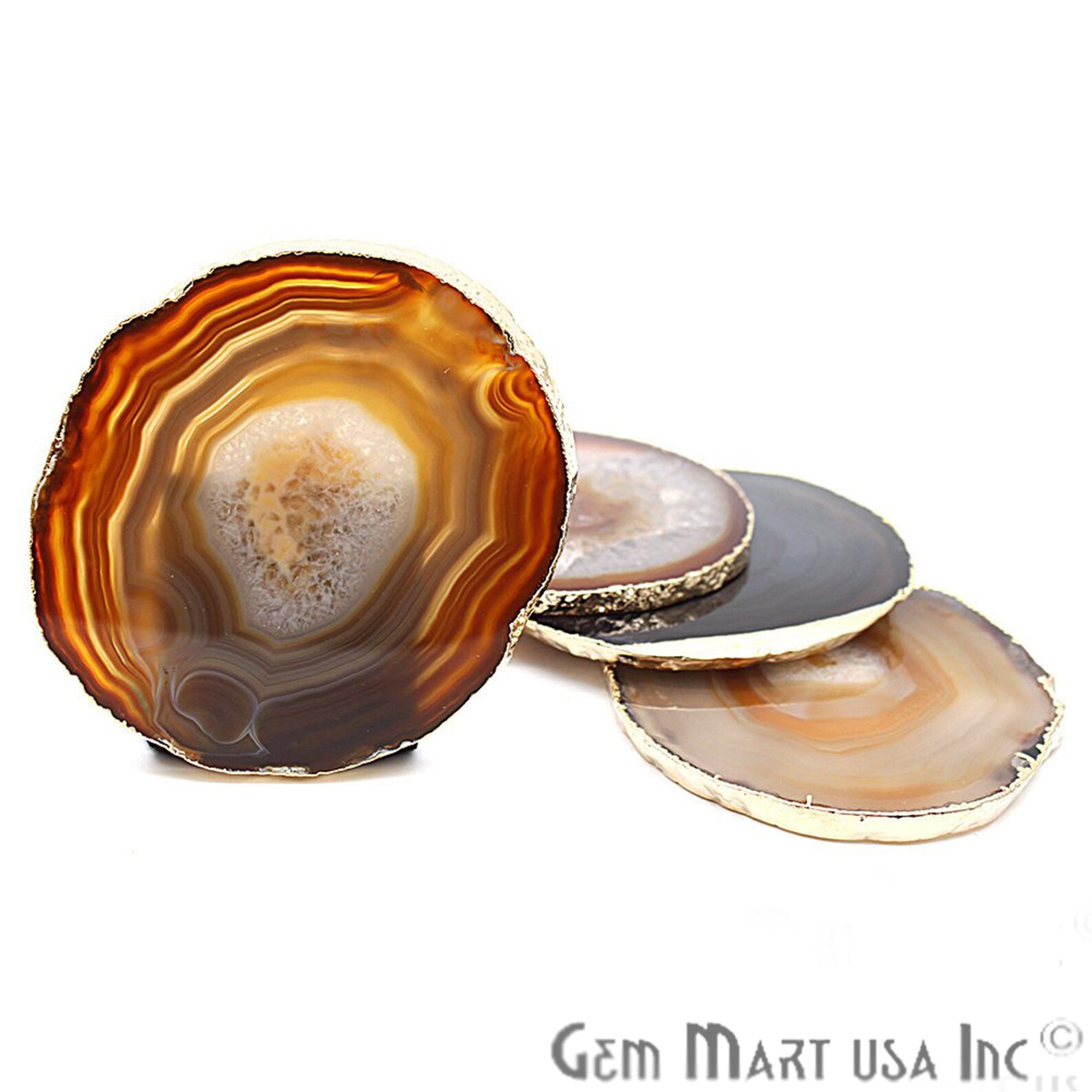 Natural Gemstone Coaster Agate Coaster Set Drinkware Rock | Etsy