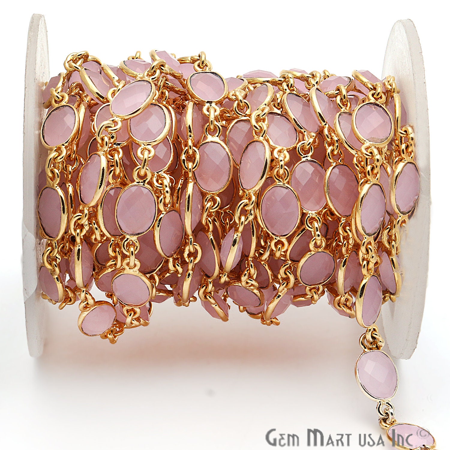 Rose Chalcedony Bezel Connector Chain Gold Plated Gemstone | Etsy