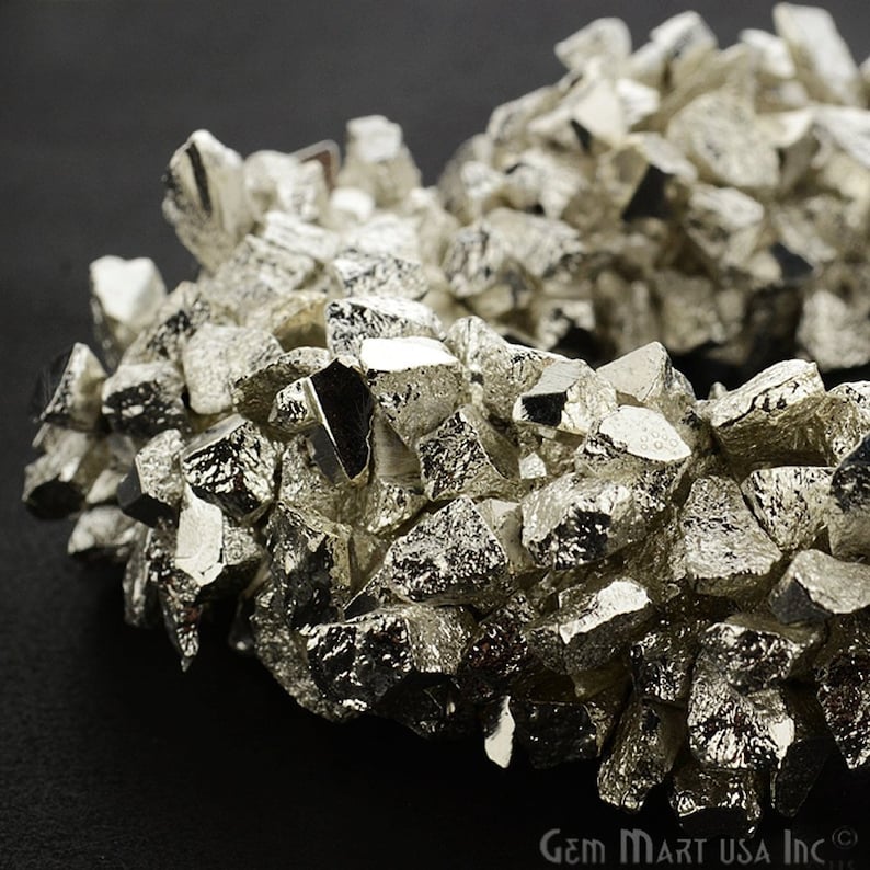 1 Strand Silver Color Pyrite Aaa High Quality Rough Nugget | Etsy