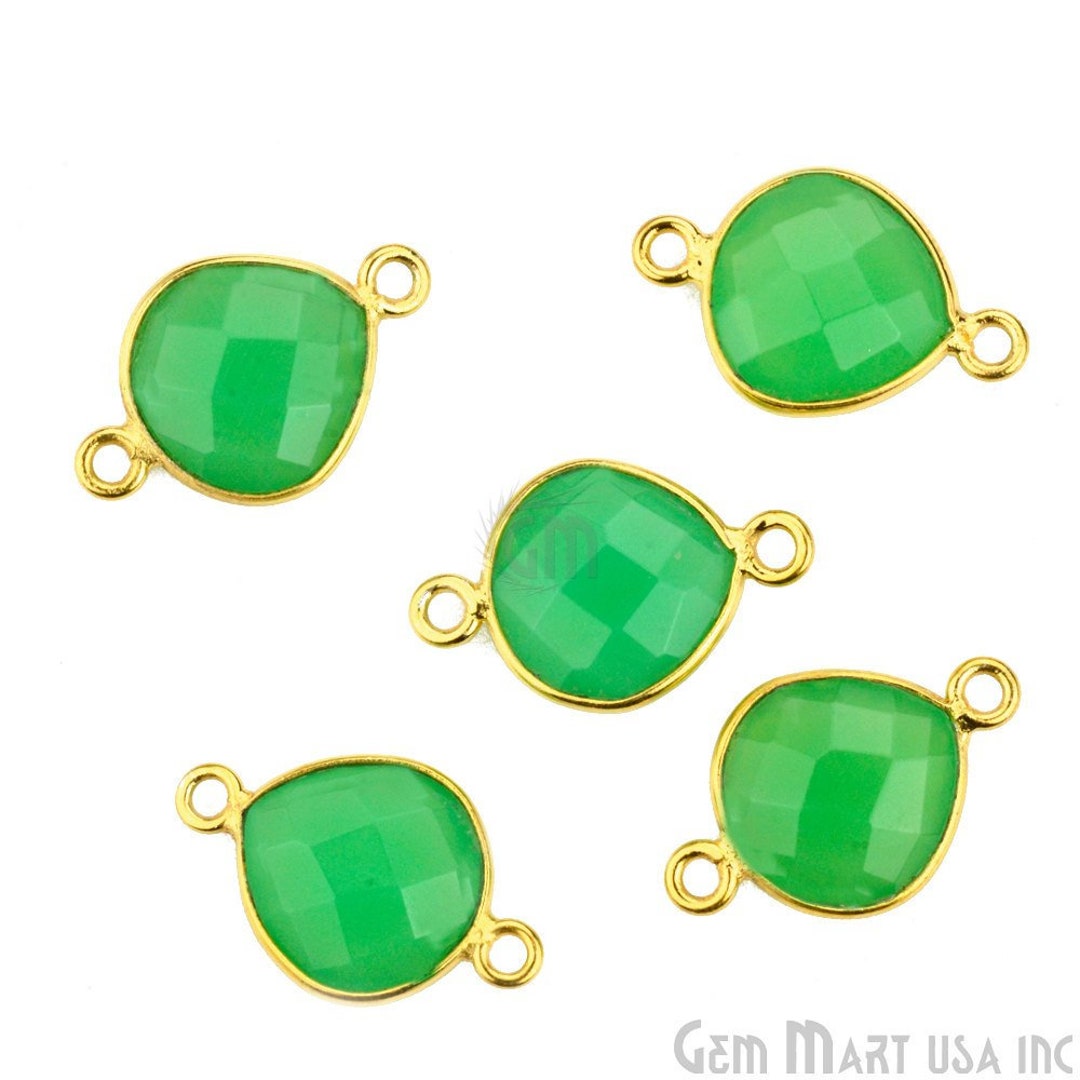 Chrysoprase Chalcedony, Bezel Heart Shape Connector, 10mm Heart 24k ...