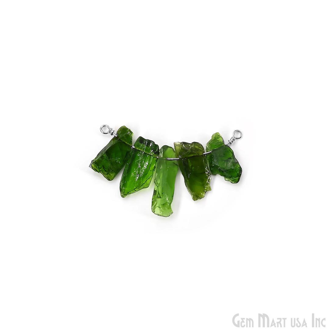 Chrome Diopside Rough Gemstone Pendant, Silver Wire Wrapped Connector ...