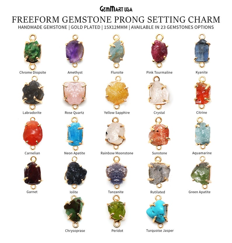 Freeform Gemstone Prong Setting Charm 18x12mm Gemstone - Etsy