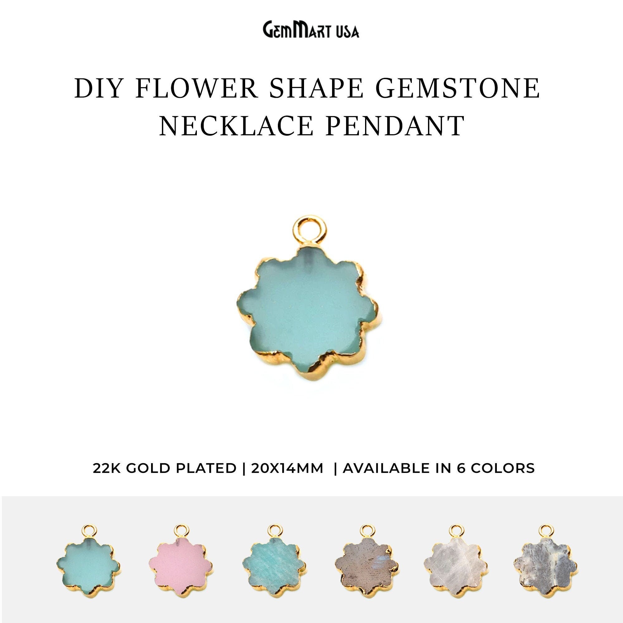 Flower Shape Gemstone Necklace Pendant 20x14mm Flower | Etsy