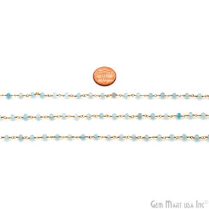 Light Blue Jade Chain, Rosary Chain, Gold Plated, Faceted Bead Chains ...