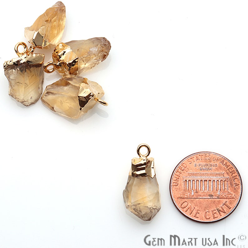 Citrine Natural Raw Nugget Crystal Pendant, Rough Gemstone, Gold ...