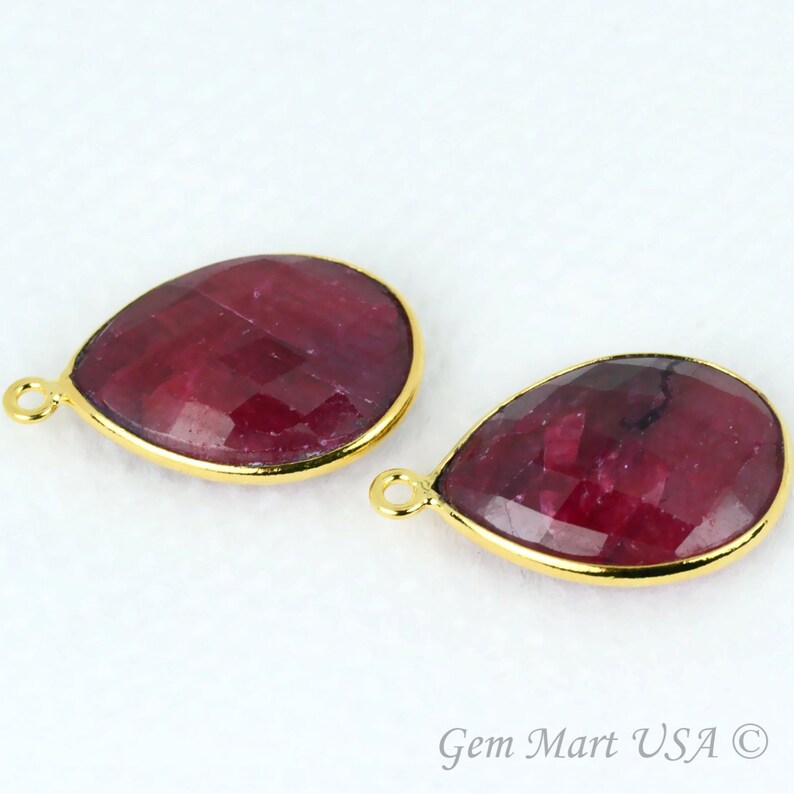 Ruby Pear Shape Bezel Connector Gold Plated Ruby Connector - Etsy