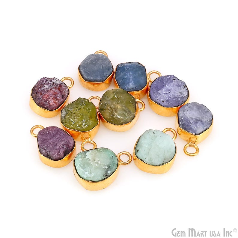 Raw Nugget Charm Gold Plated, Small Rough Gemstone, Organic Pendant for ...
