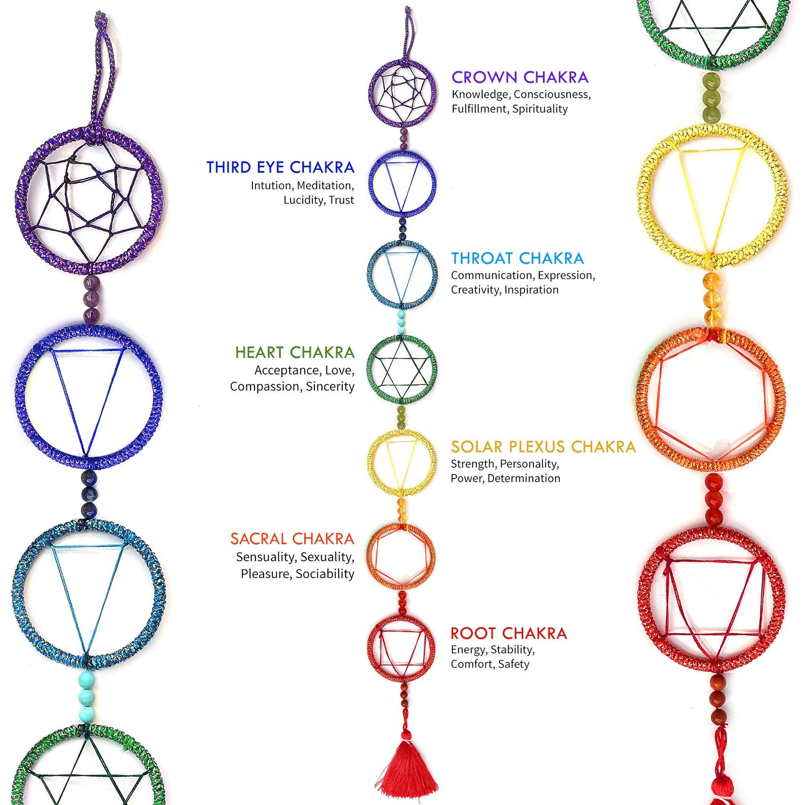 Elegant Seven Chakra Round Shape Wall Hanging of Life Healing 30INCH ...