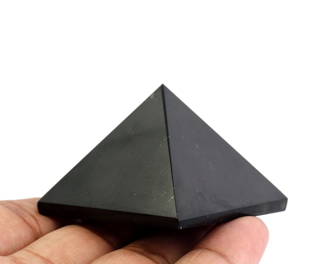 Shungite Pyramid Shaped Stone, Ornamental Home Decor, Healing Gemstone ...