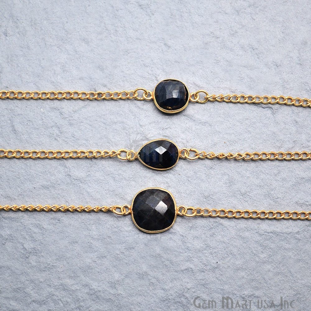 Sapphire Connector Chain Gold Chain Continuous Chain Bezel | Etsy