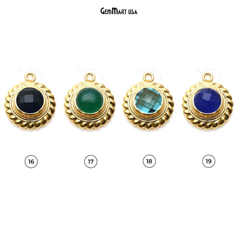 Textured Gold Gemstone Pendant Round Faceted Gemstone 18x15mm - Etsy