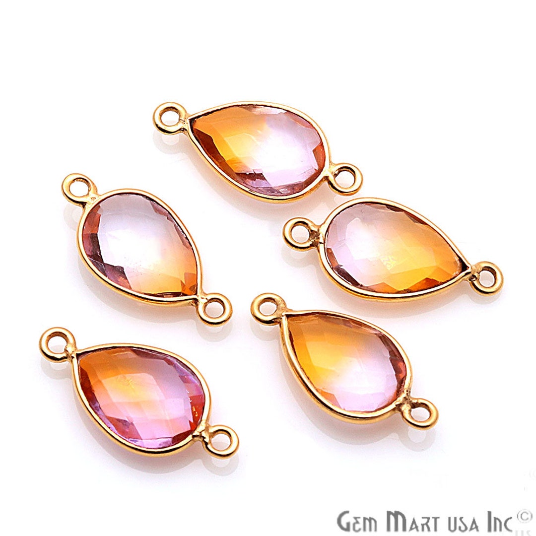 Citrine and Morganite Quartz Connector, 8x12mm Pears Shape Connector ...