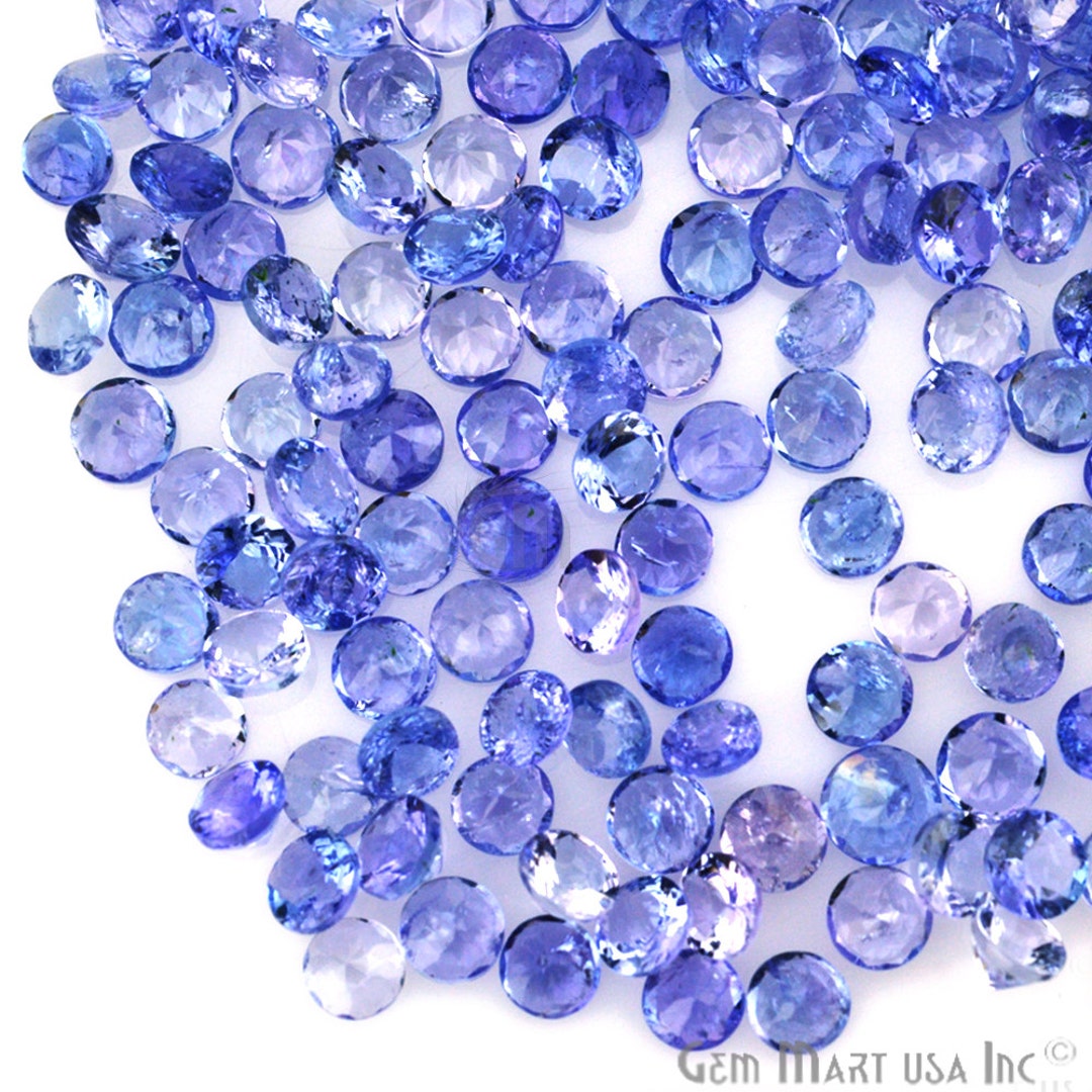 10 Carats Tanzanite Gemstone Round Shape Lot, Faceted Precious Loose ...