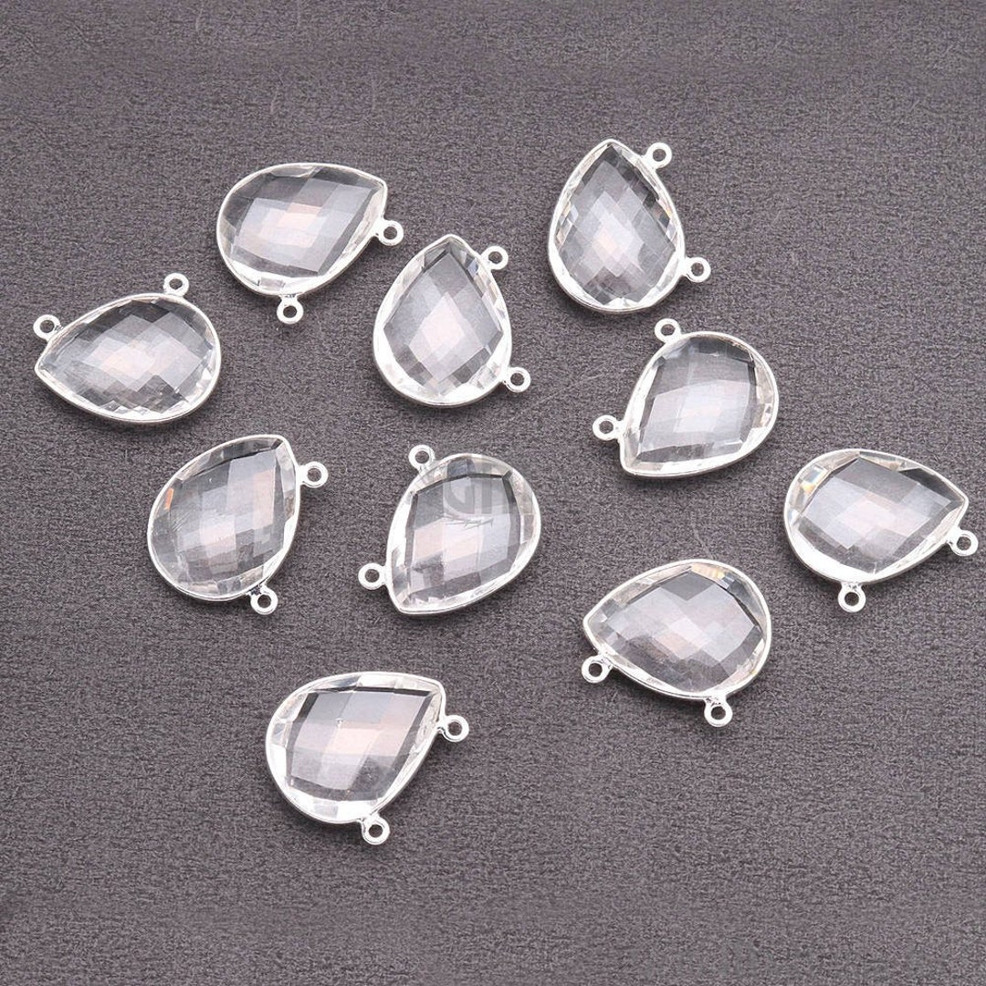 Crystal Bezel Connector, 15x20mm Pears Connector, Silver Bail ...