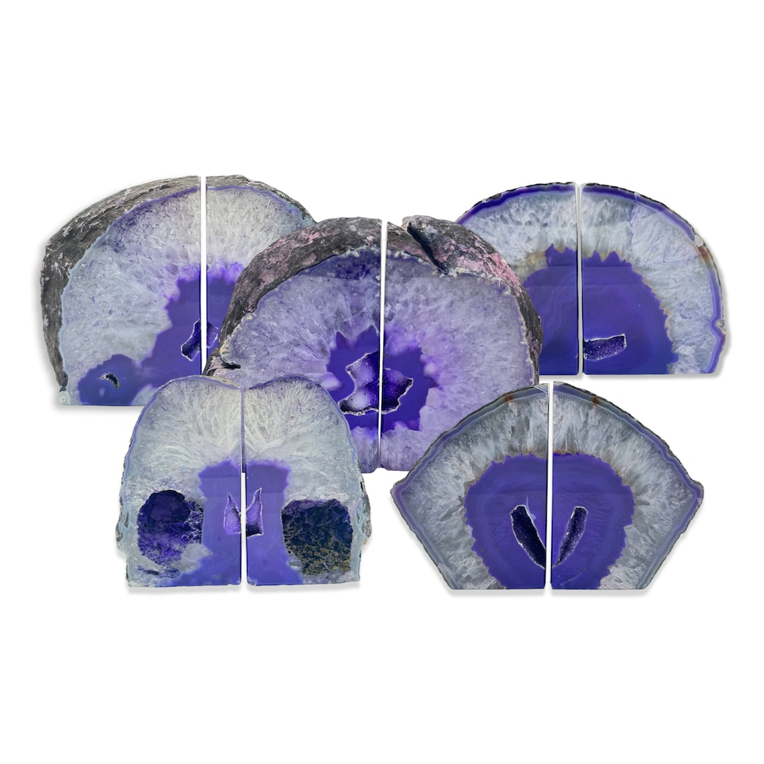 Purple Agate Bookend Pair, Natural Geode Bookend, Unique Crystal ...