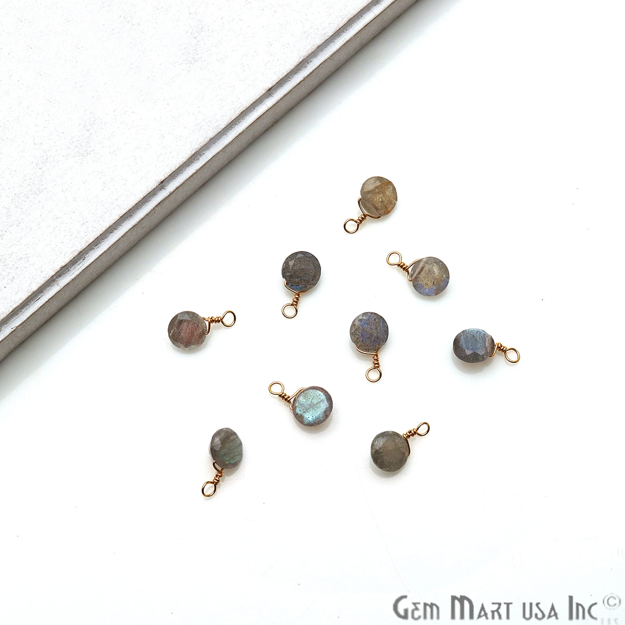 Labradorite, Gold Plated Wire Wrapped Pendant, Round Shaped Gemstone ...