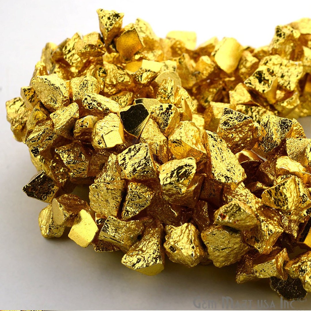 1 Strand Yellow Pyrite AAA High Quality Rough Nugget 10" Length ...