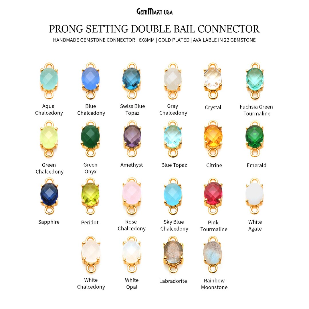 Oval Gemstone Pendant, 13x6mm Oval Faceted Gemstone, Gold Plated Prong ...