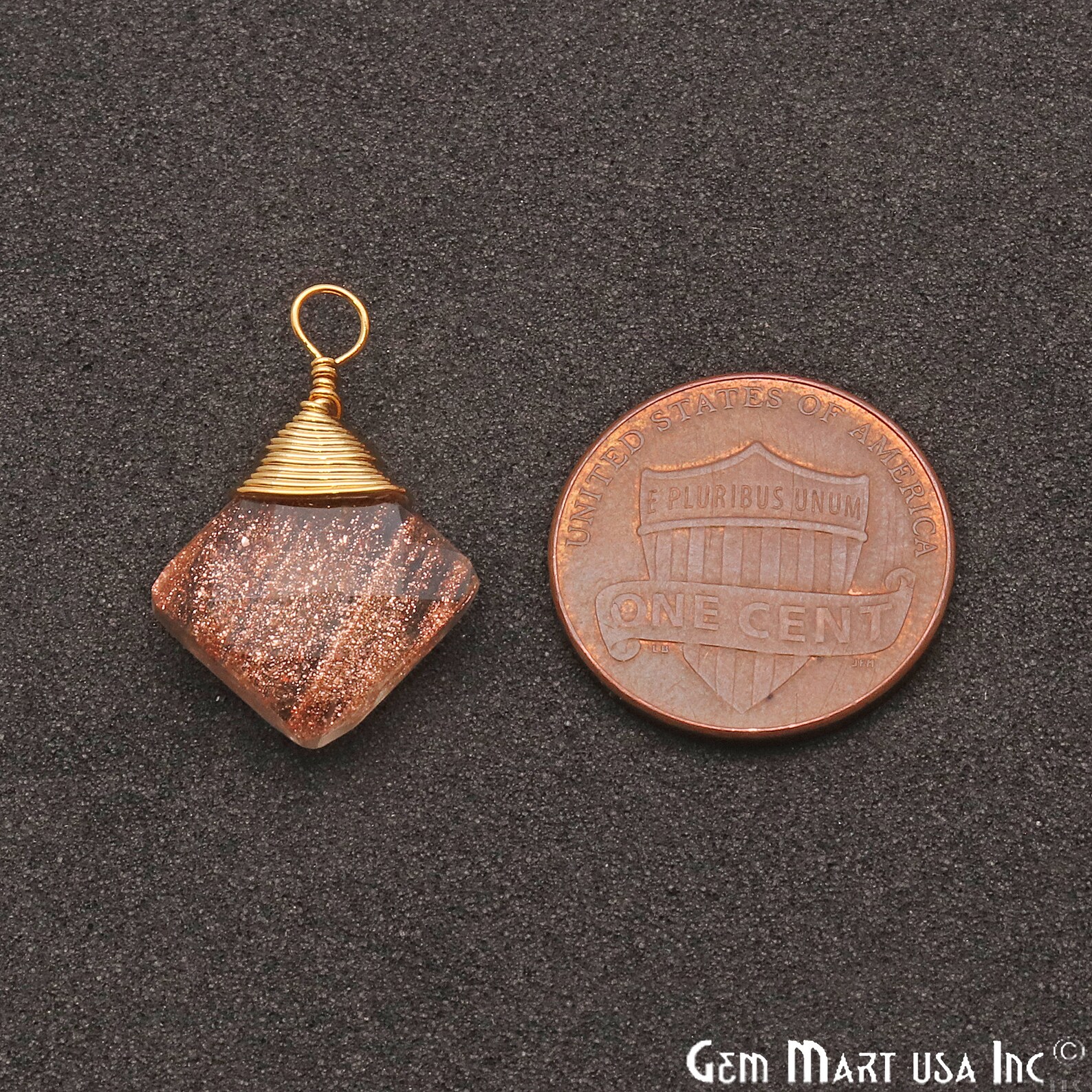 Copper Infused Gemstone, Wire Wrapped Pendant Connector, Square Shaped ...