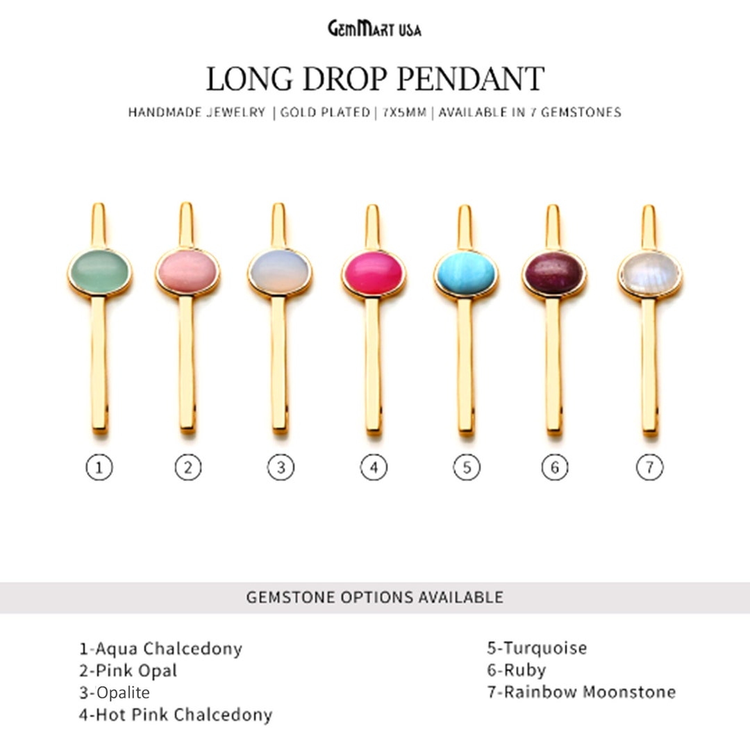 Gemstone Pendant Finding, Long Drop Pendant, Faceted Stone, Fashion ...