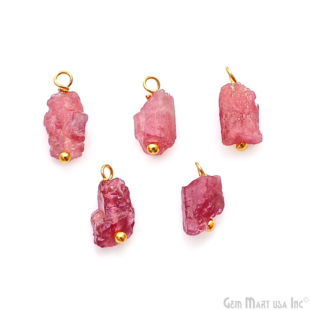 Pink Tourmaline Raw Nugget Crystal Gemstone Wire Wrapped Gold Plated ...