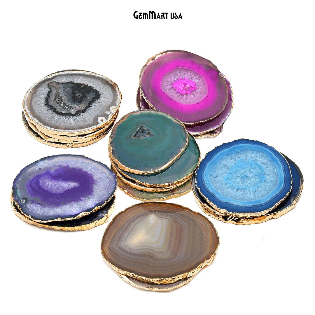 Agate Slice Coaster, Natural Gemstone Coaster, Rock & Crystal Coaster ...