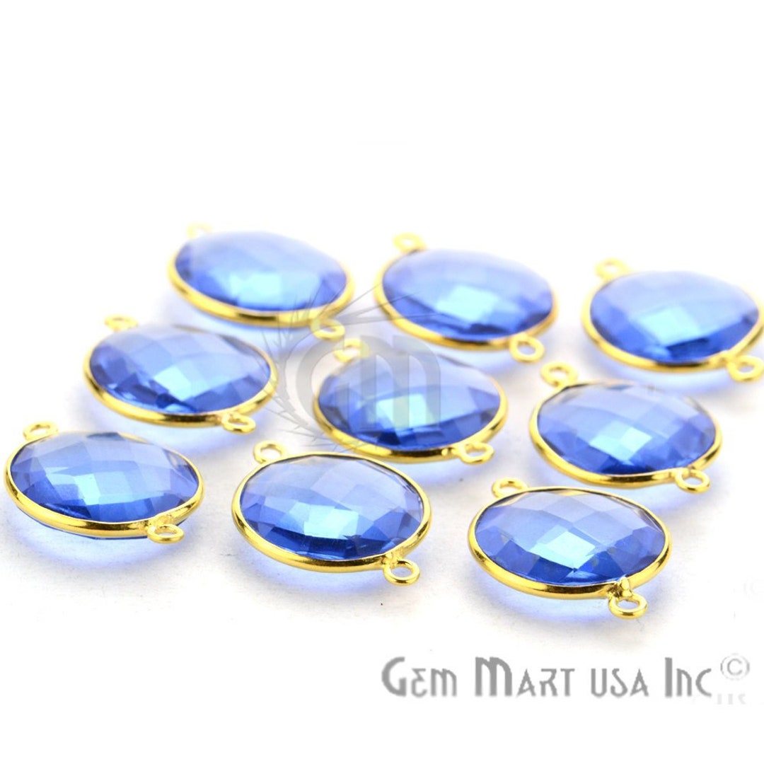 Tanzanite Quartz, Bezel Round Shape Connector, 16mm Round 24K Gold ...