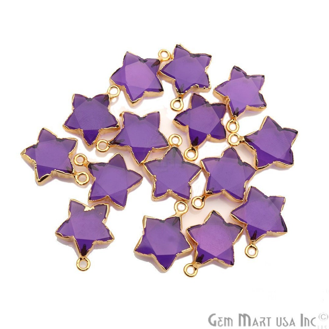 Star Connector Amethyst Star Connector Single Bail Gold - Etsy