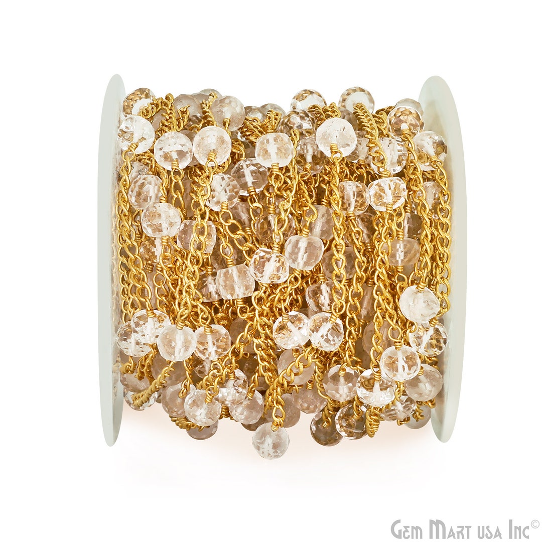 Crystal Station Chain, Rondelle Beads Chain, Gold Plated, Bracelet ...