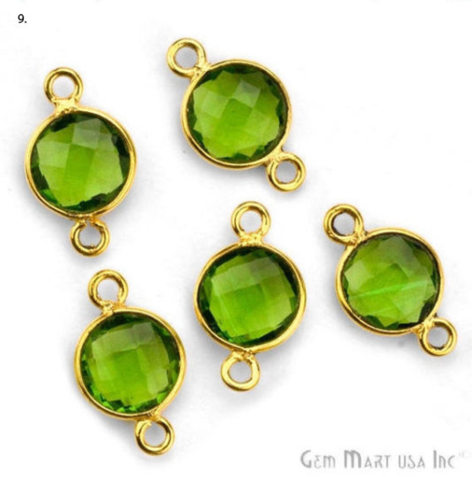 Gemstone Bezel Connector, 8mm Round Shape Connector, Gold Connector ...