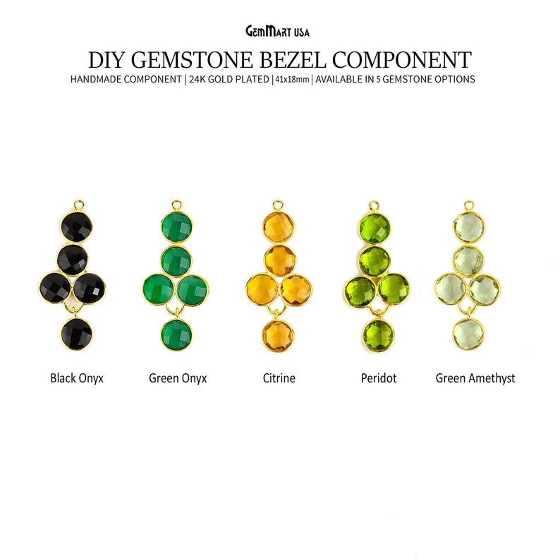 Gemstone Bezel Component, Gold Plated Connector, Bezel Setting, 24k ...