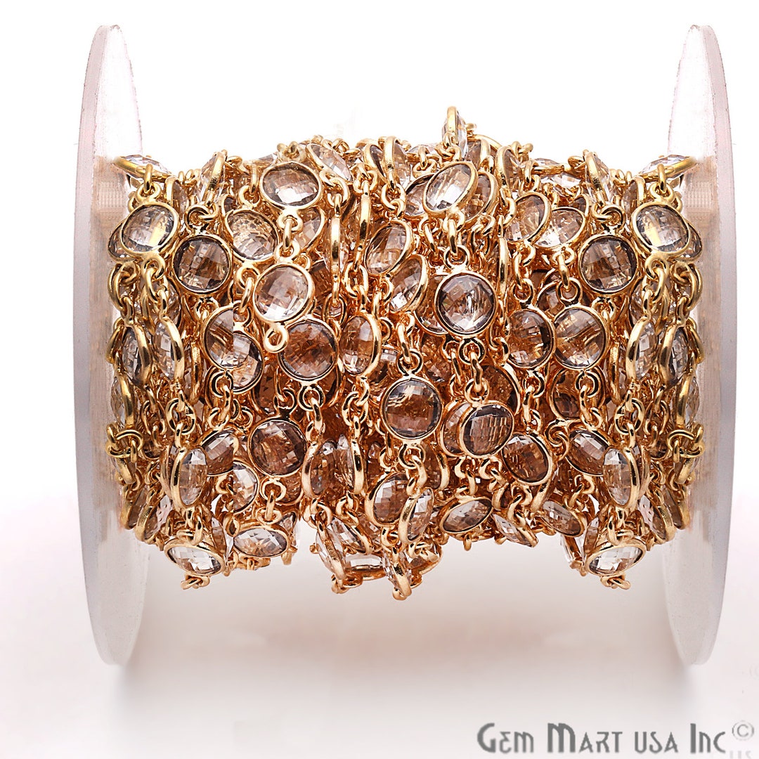Crystal Bezel Connector Chain, Gold Plated Gemstone Chain, Bracelet ...