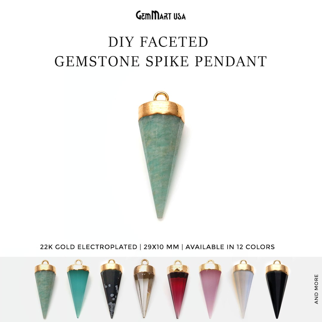 Spike Point Faceted Gemstone Pendant, 29x10mm Spike Point Gemstone, 22k ...