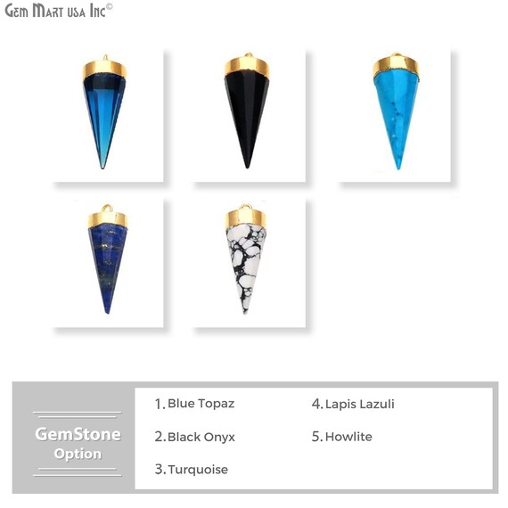 Faceted Gemstone Spike Pendant 29x10 Mm Gemstone Spike Point | Etsy