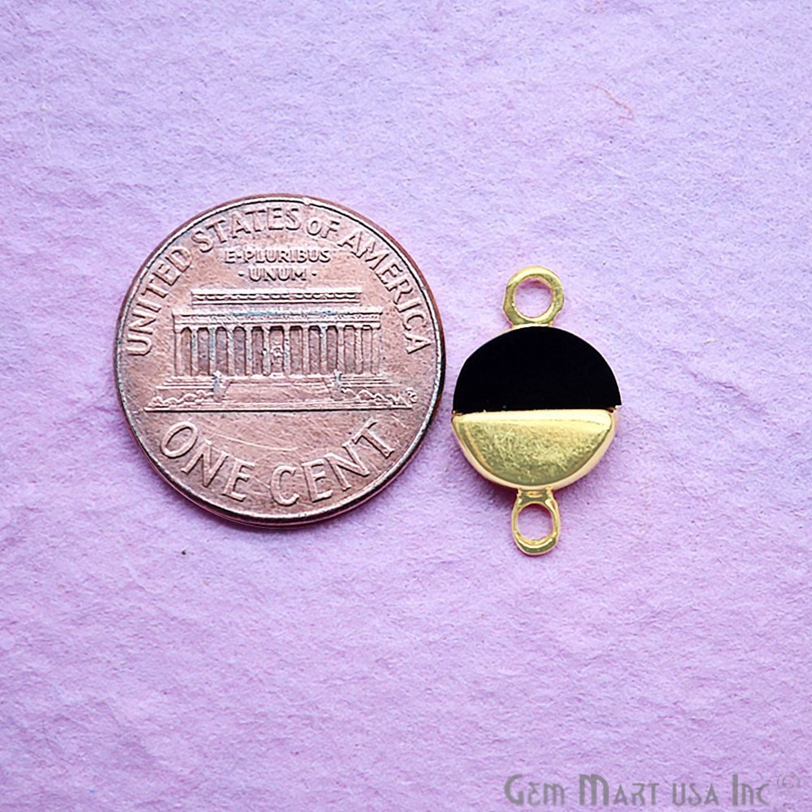 Black Onyx Connector, 10mm Round Connector, 22k Gold Plated Bails ...
