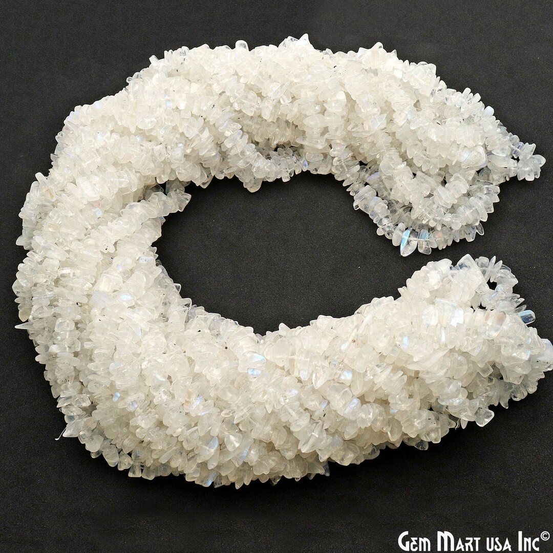 Rainbow Moonstone Chip Beads, 34 Inch, Natural Chip Strands, Drilled ...