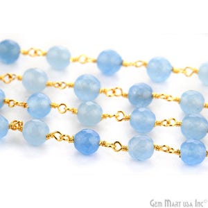 Baby Blue Jade, 6mm Rosary Bead Chain, Gold Plated, Silver or Gunmetal ...
