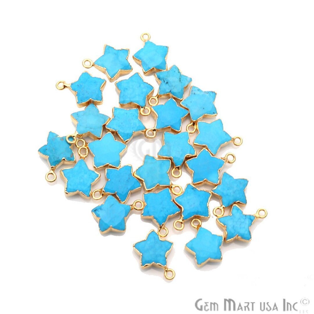 Star Connector, Turquoise Star Connector, Single Bail Gold Connector ...