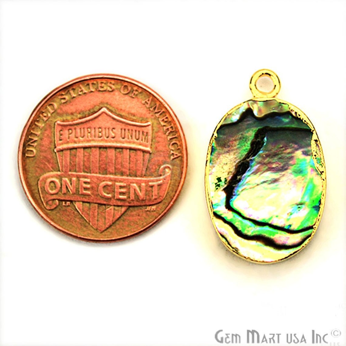 22k Gold Electroplated Abalone, 13x18mm Oval Single Bail Gemstone ...