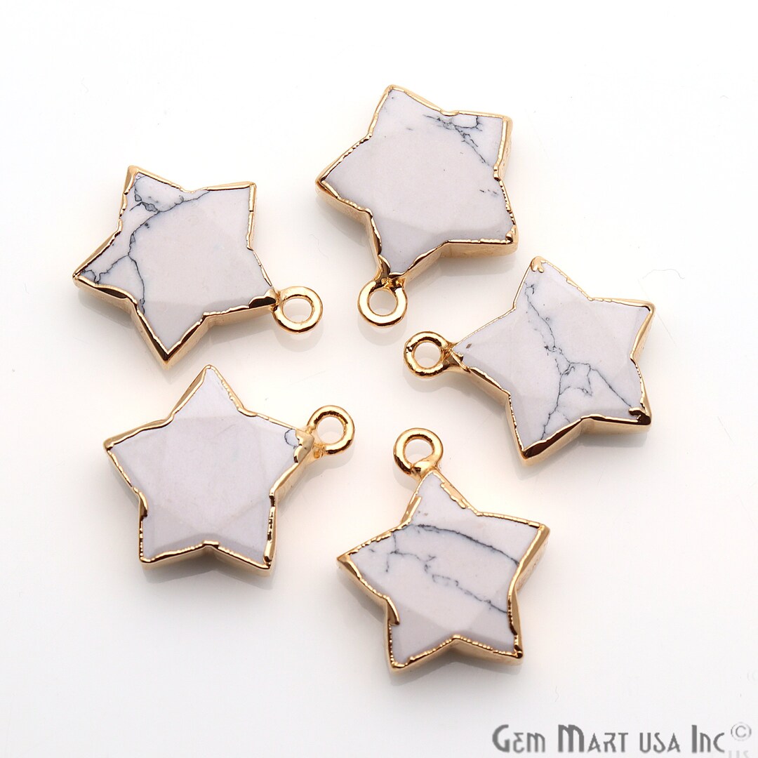 Star Connector, Howlite Star Connector, Single Bail Gold Connector ...