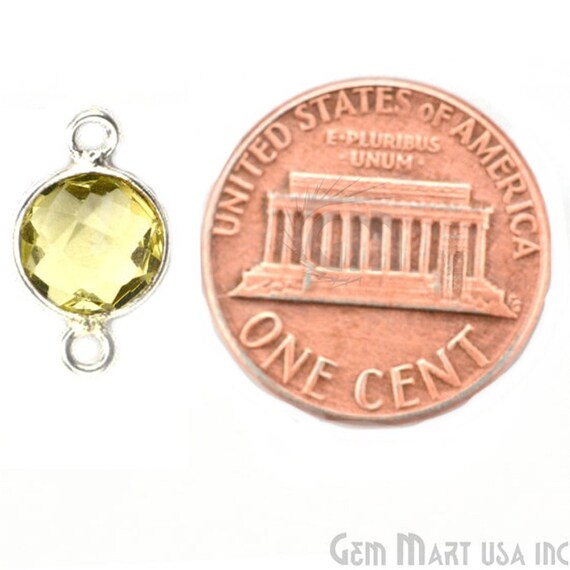 Bezel Round Shape Connector LT-10189 Silver Plated Double Bail ...