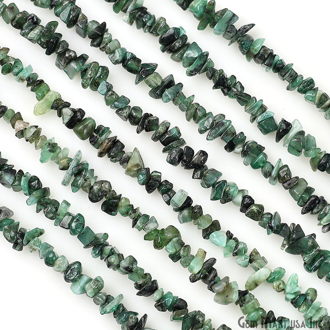Emerald Chip Beads, 34 Inch, Natural Chip Strands, Drilled Strung ...