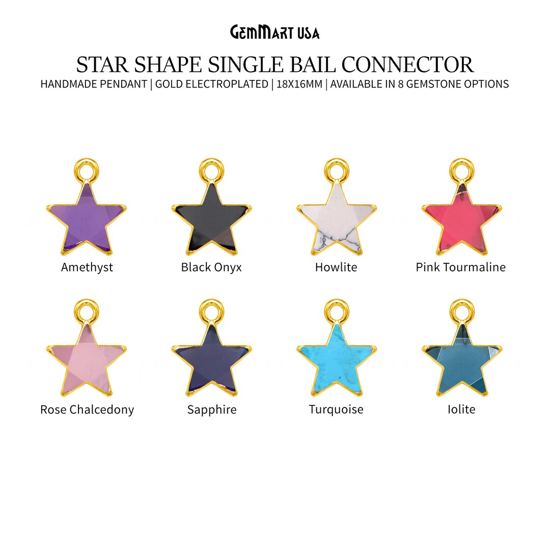 Star Connector, Gemstone Star Connector, Gold Electroplated Connector ...