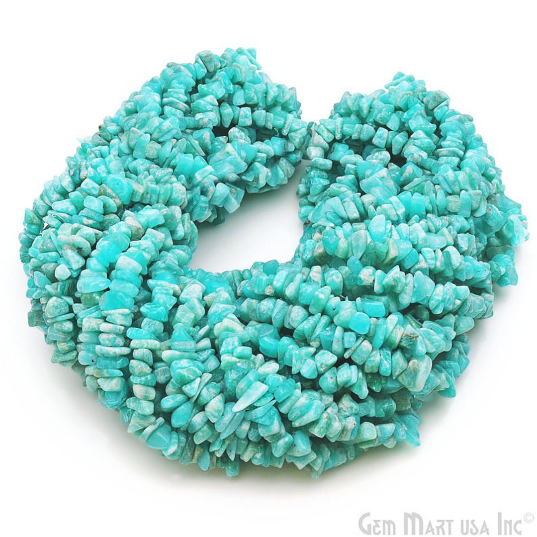 Amazonite Chip Beads, 34 Inch, Natural Chip Strands, Drilled Strung ...