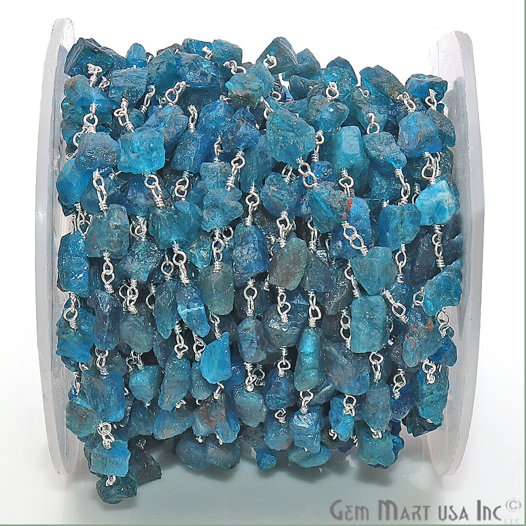 Rosary Chain, Nugget Rosary Chain, Neon Apatite Beaded, Rough Rosary ...