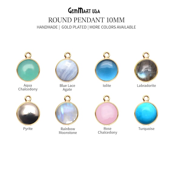 Round Gold Bezel Pendant 10mm Gold Plated Charm Single Loop - Etsy