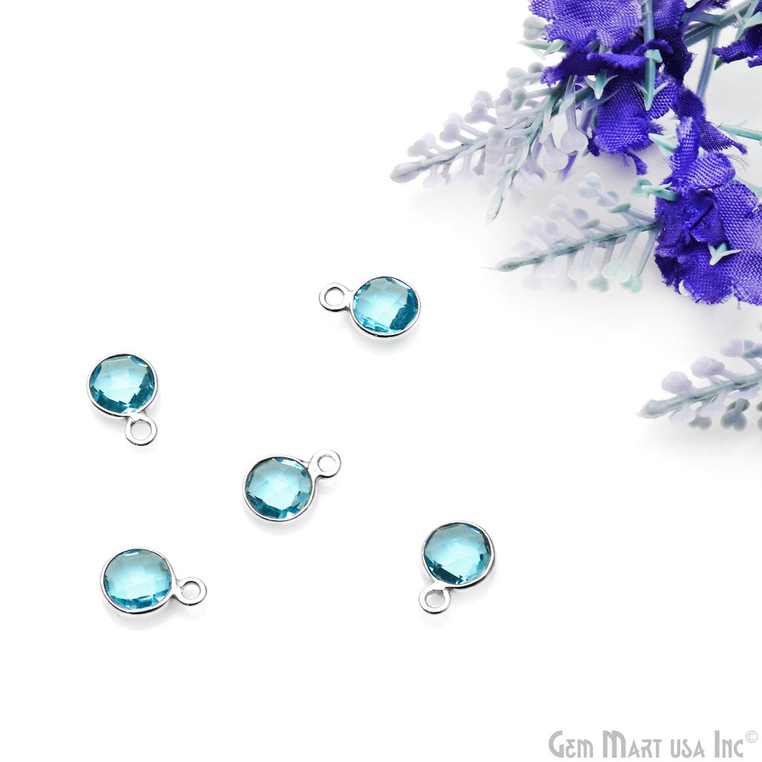 Blue Topaz Connector, 6mm Round Connector, Jewelry Making Supplies ...