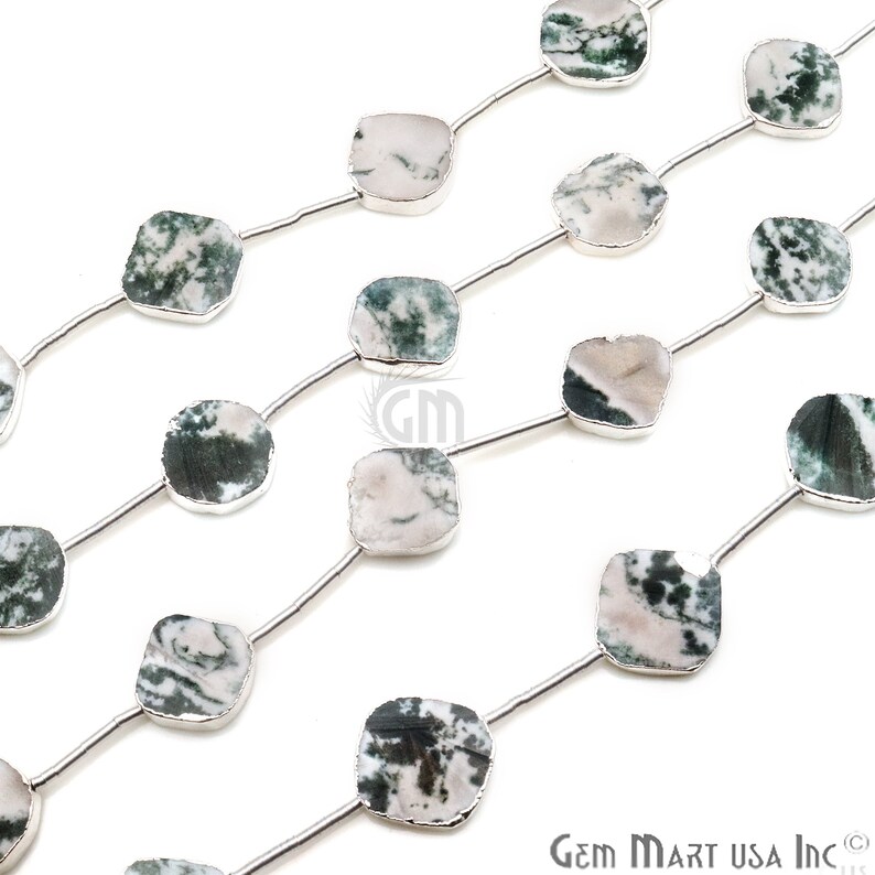 Tree Agate Beads, Free Form Beads, Jewelry Making Beads, Silver ...