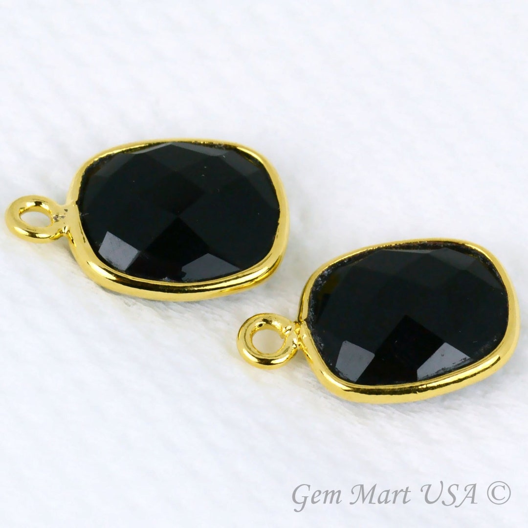 Natural Black Onyx, Bezel Octagon Shape Connector, 9x11mm Octagon 24k ...