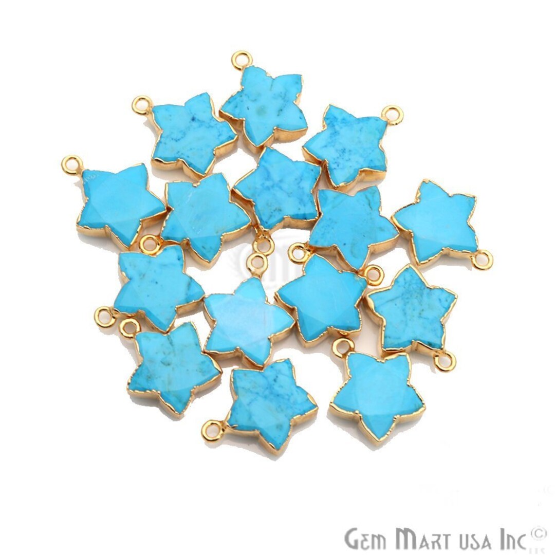 Star Connector, Turquoise Star Connector, Single Bail Gold Connector ...